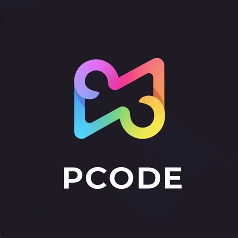 Logo Design For Pcode Modern Tech Industry Emblem With Code Symbol And