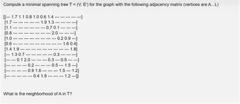 Solved Compute A Minimal Spanning Tree Tve′ For The