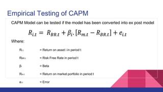 Capital Asset Pricing Model CAPM PPTX Stocks And Bonds Personal Investing