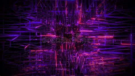 Purple Red Wireframe Visual Design Background 3d Rendering Stock