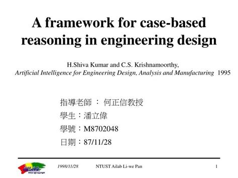 Ppt A Framework For Case Based Reasoning In Engineering Design
