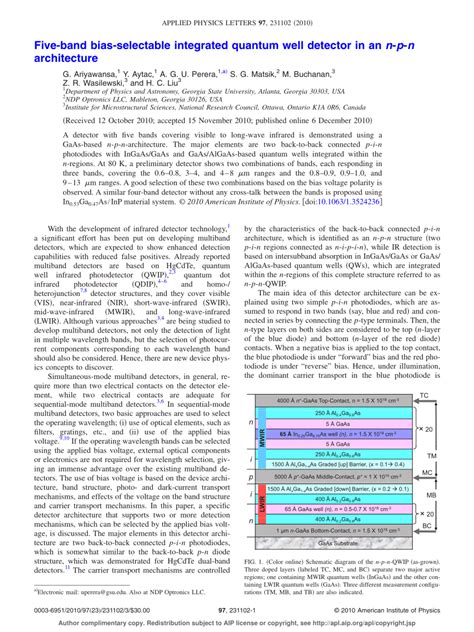 Pdf Five Band Bias Selectable Integrated Quantum Well Detector In An N P N Architecture