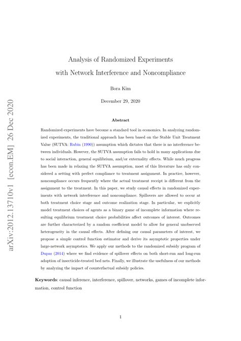 Pdf Analysis Of Randomized Experiments With Network Interference And Noncompliance