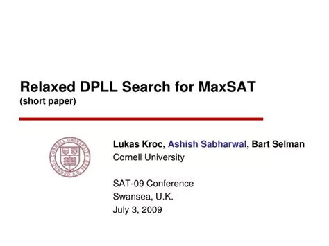 Ppt Relaxed Dpll Search For Maxsat Short Paper Powerpoint