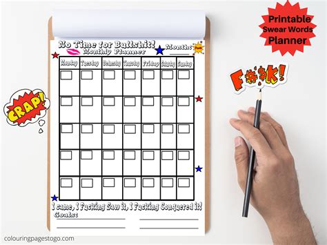 Swear Words Planner Curse The Days Stress With This Swear Words Set Colouring Adult Planner