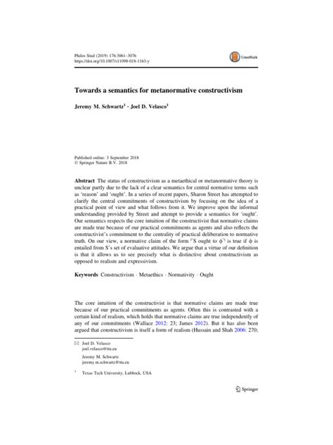 Towards A Semantics For Metanormative Constructivism Pdf Logical