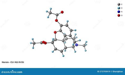 Heroin C21H23NO5 or Diacetylmorphine or Diamorphine Molecular Structure ...
