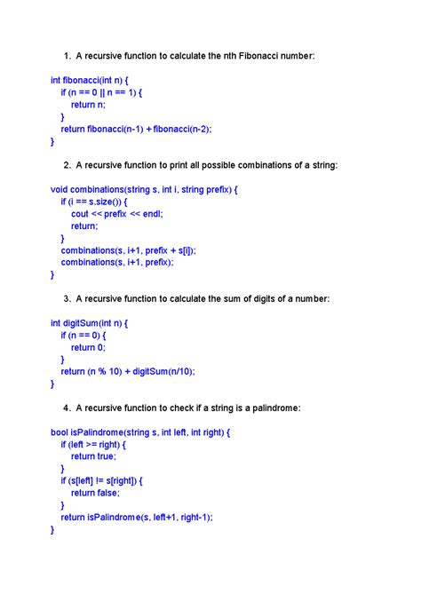 Recursion Example C Practice Materials A Recursive Function To Calculate The Nth Fibonacci