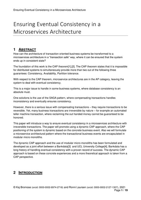 Pdf Ensuring Eventual Consistency In A Microservices Architecture