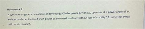 Solved Homework A Synchronous Generator Capable Of Chegg