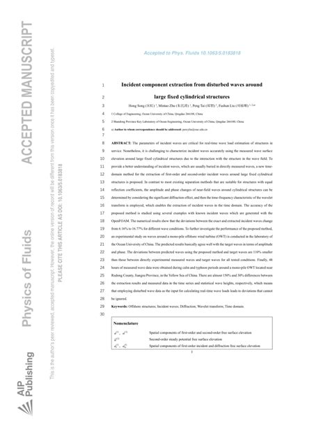 Pdf Incident Component Extraction From Disturbed Waves Around Large