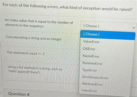 Solved For Each Of The Following Errors What Kind Of Chegg Com