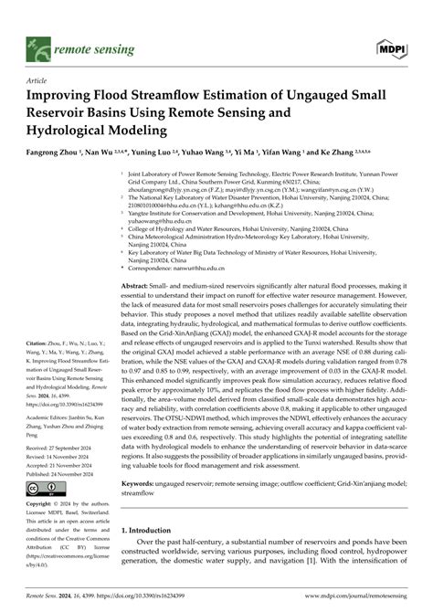 Pdf Improving Flood Streamflow Estimation Of Ungauged Small Reservoir