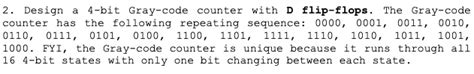 Solved Design 4 Bit Gray Code Counter With D Flip Flops The Gray Code