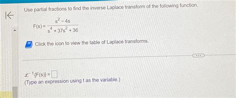 solved use partial fractions to find the inverse laplace