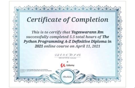 Yogeswarann Manivel On Linkedin Done Python Programming A Z Definitive Diploma In Udemy😊