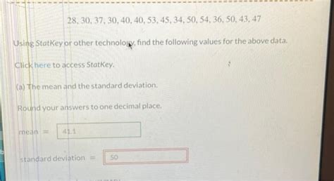 Using Statkey Or Other Technoloyy Find The Following