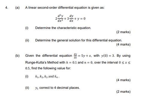 Solved A A Linear Second Order Differential Equation Is Chegg