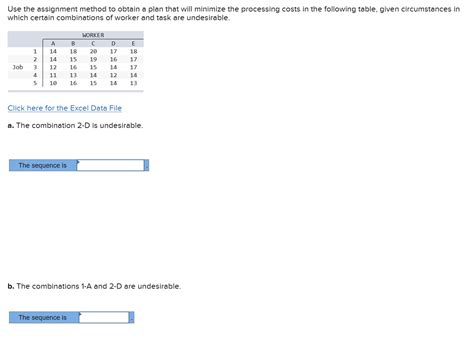 solved use the assignment method to obtain a plan that will