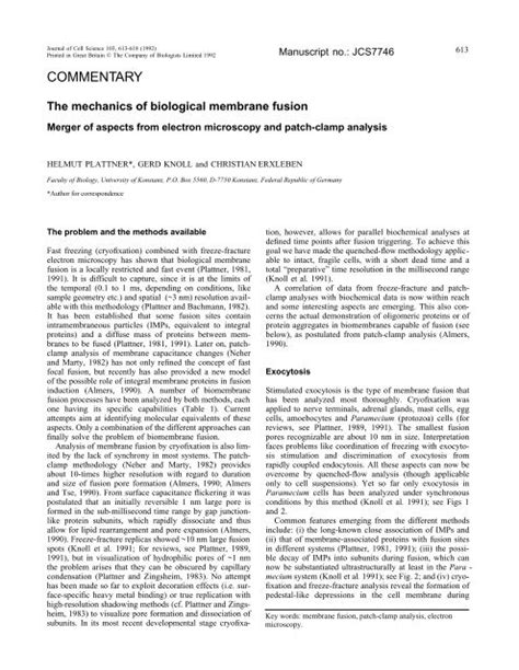 Commentary Journal Of Cell Science The Company Of Biologists