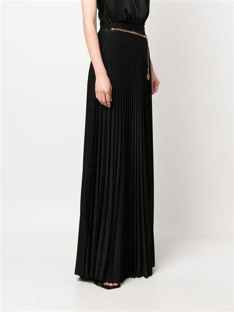 Elisabetta Franchi Chain Belt Pleated Skirt Black Farfetch
