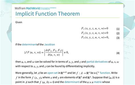 Implicit Function Theorem From Wolfram Mathworld