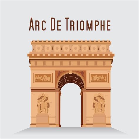 파리 트리움프 아크 랜드마크 프리미엄 벡터