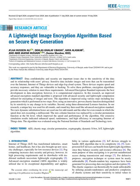 a lightweight image encryption algorithm based on secure key generation
