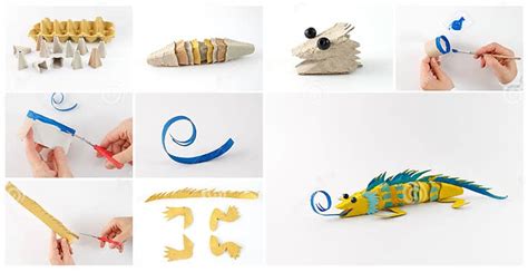 Step By Step Tutorial For Crafting A Colorful Lizard From Recycled Cardboard And Paper Eco