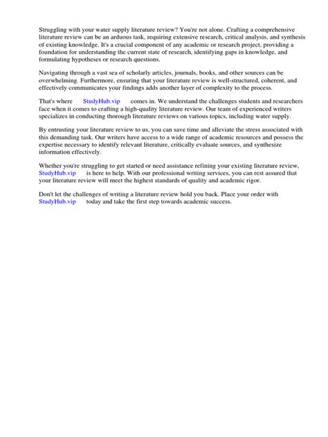 Water Supply Literature Review Pdf Water Supply Network Water