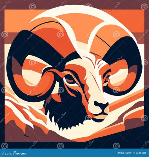 Vector Illustration Of A Head Of A Ram In A Flat Style Generative Ai Stock Vector