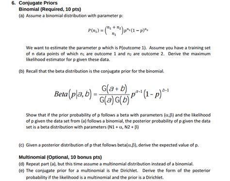 Solved 6 Conjugate Priors Binomial Required 10 Pts A