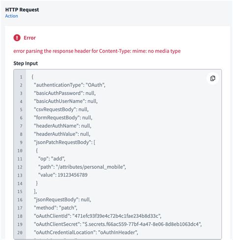 request step error content type mime no media type isc