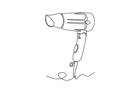 단일 선 그리기 헤어 드라이어 가전 제품 개념 연속 선 그리기 디자인 그래픽 벡터 그림 프리미엄 벡터