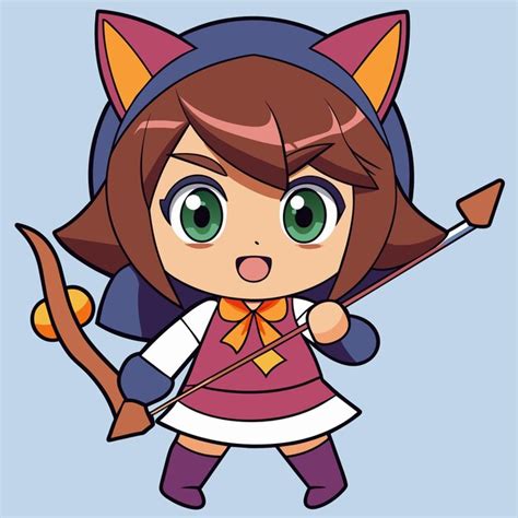 A Cartoon Girl With A Long Red Arrow Pointing To The Right Premium AI Generated Vector