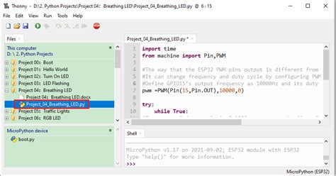 Python Tutorial — Esp32 Learning Kit Documentation