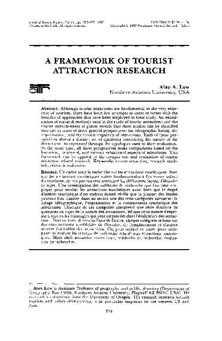 Pdf A Framework Of Tourist Attraction Research