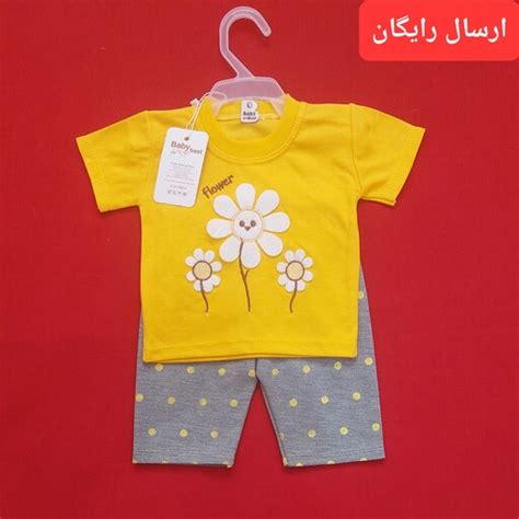 خرید و قیمت لباس نوزادی دو تکه تیشرت شلوارک گل سفید سایز 1 و2 با