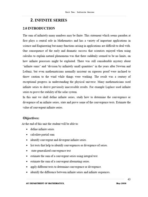 Infinite Series Pdf Series Mathematics Limit Mathematics