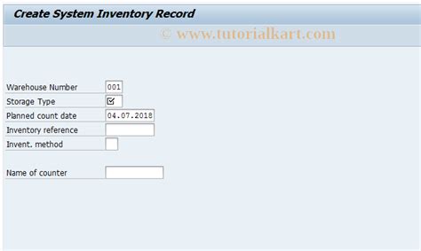 Li01 Sap Tcode Create System Inventory Record
