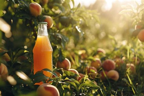 Premium Photo A Bottle Of Orange Juice Sitting On Top Of A Tree