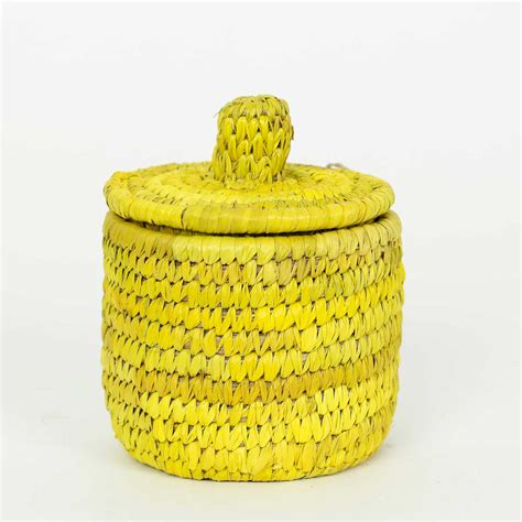Palm Color Mini Basket W Lid Yellow A World Of Craft