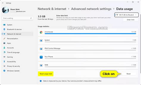 Reset Data Usage Stats For Network Connection In Windows 11 Windows