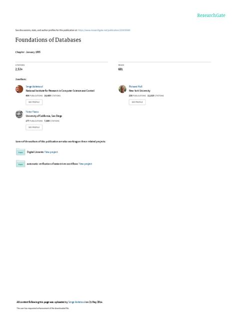 Foundations Of Databases January 1995 Pdf Xml Schema Databases