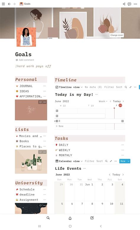 Aesthetic Notion Template Notions Personal Timeline Calendar View