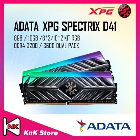 ADATA XPG SPECTRIX D41 16GB RGB DDR4 3200 DUAL PACK DESKTOP PC GAMING RAM BLACK Lazada