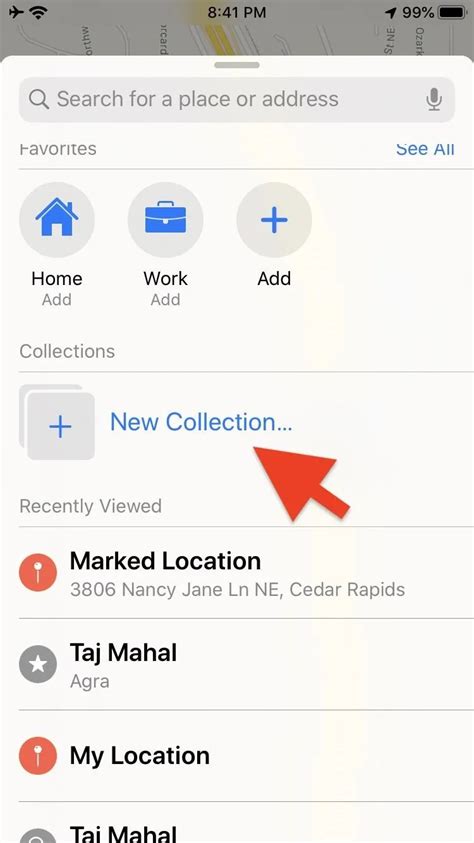 how to create lists of locations using collections in apple maps for