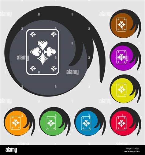 Game Cards Icon Symbols On Eight Colored Buttons Vector Stock Vector Image And Art Alamy