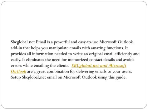 PPT How To Setup Sbcglobal Net Email On Microsoft Outlook PowerPoint Presentation ID 11621516