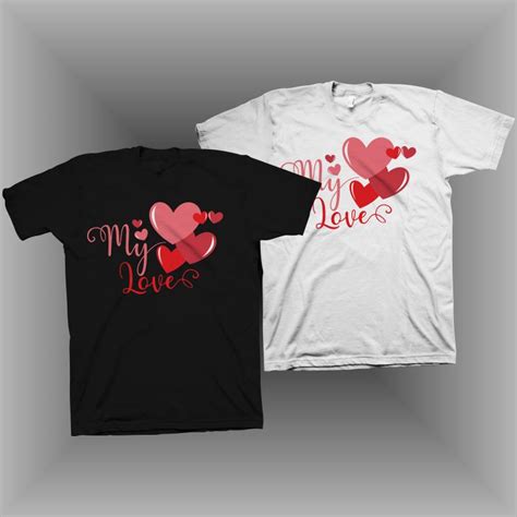 My Love T Shirt Design Positive Calligraphy With Hearts Romantic T
